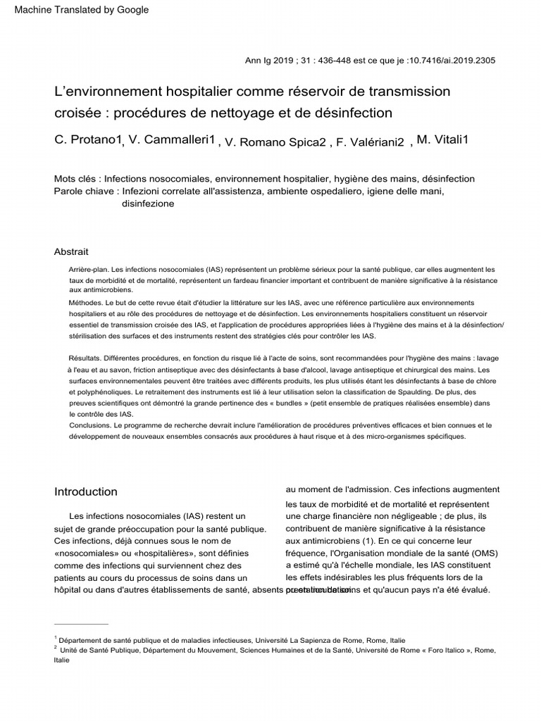 31 05 04 Protano | PDF | Infection nosocomiale | Infection