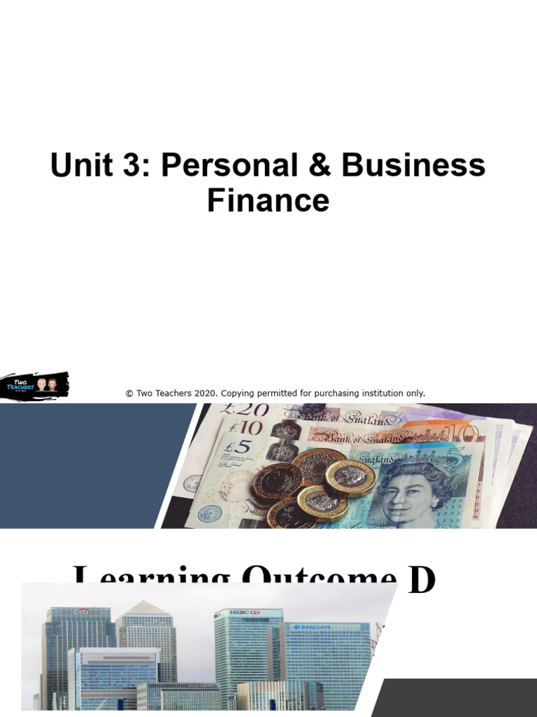 Unit 3 Personal & Business Finance LOD | PDF | Factoring (Finance) | Loans