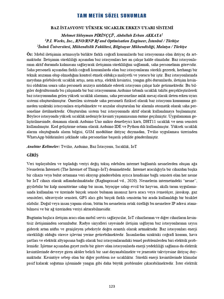 Bazstasyonu Yksek Scaklk Erken Uyar Sistemi | PDF