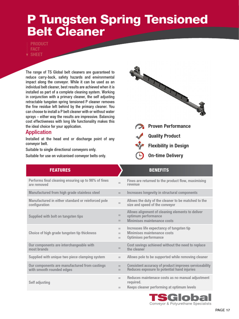 Conveyor Belt Cleaner Specs | PDF | Belt (Mechanical) | Industrial ...