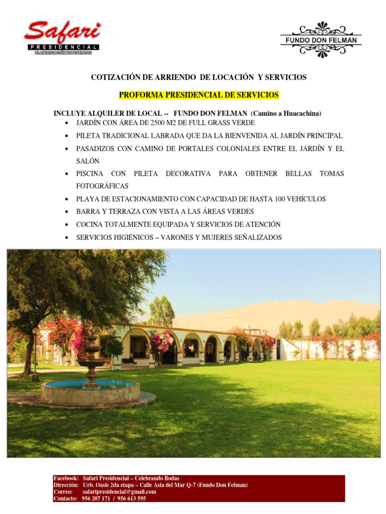 PROFORMA DE CUMPLEAÑOS - 100 y 150 INV. JARDINES | PDF