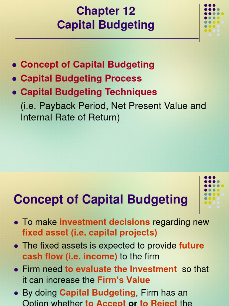 Capital Budgeting Techniques Explained | PDF | Capital Budgeting | Net ...