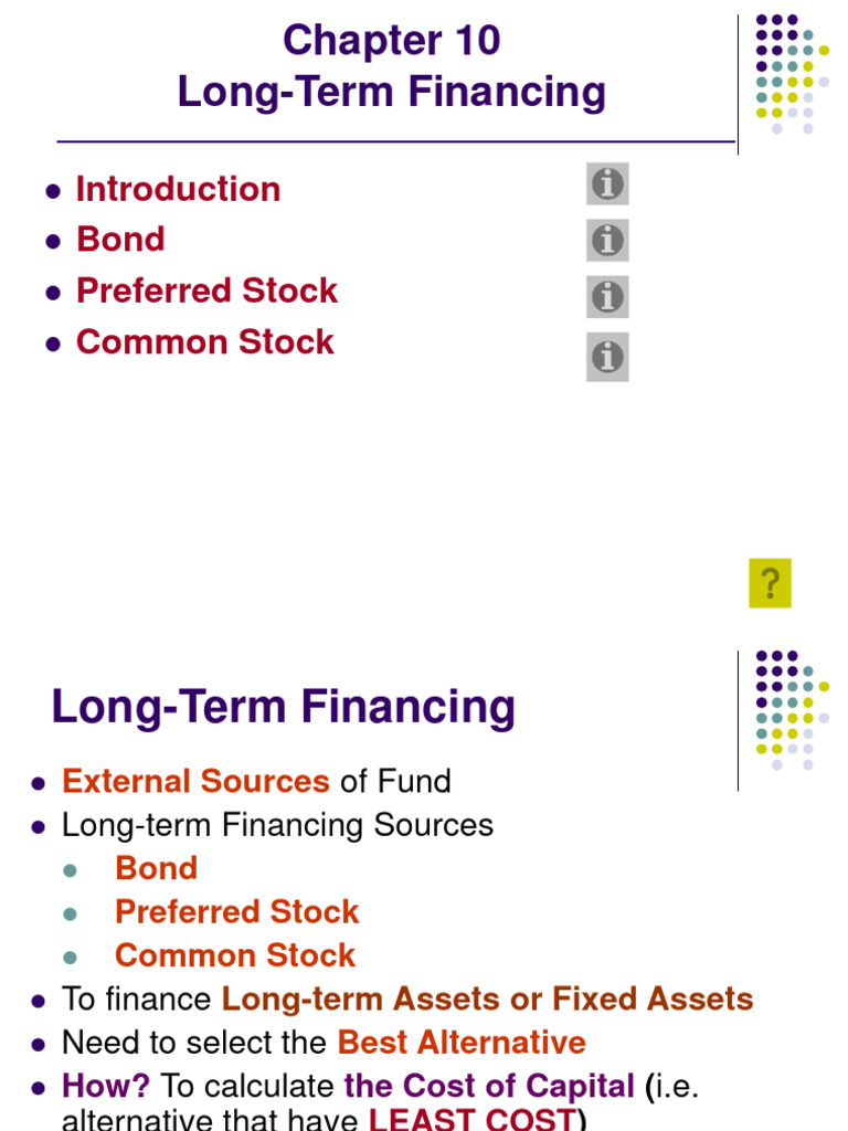 CH 10 Long Term Financing | PDF | Bonds (Finance) | Stocks