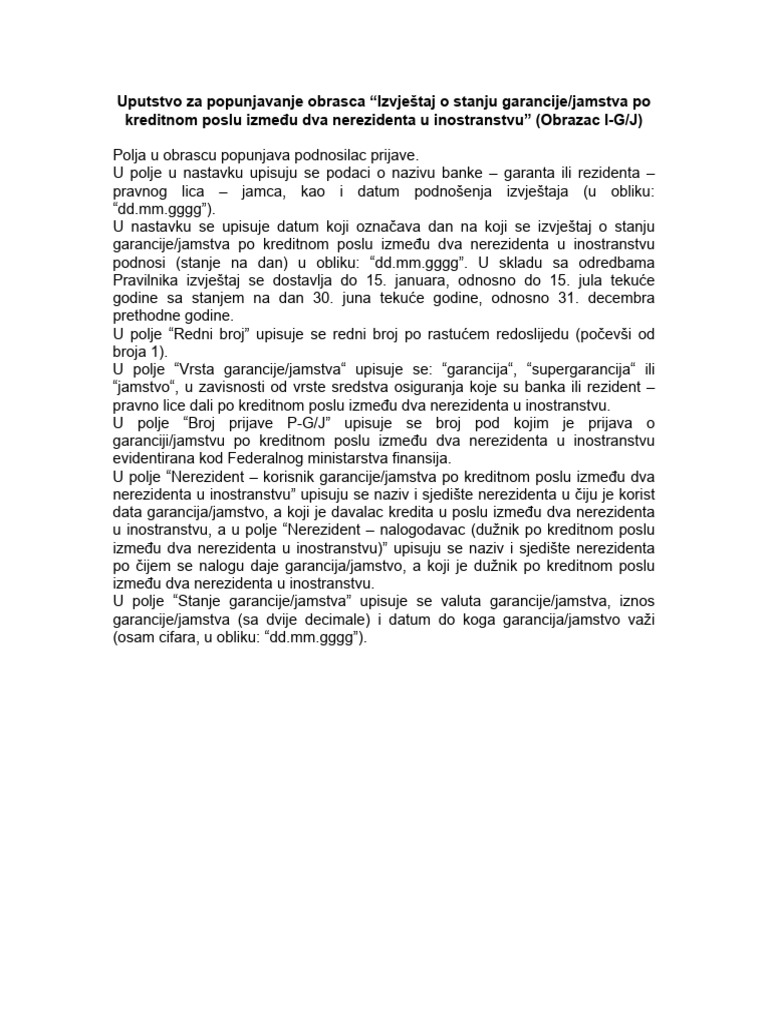 Uputstvo Za Popunjavanje I-GJ | PDF