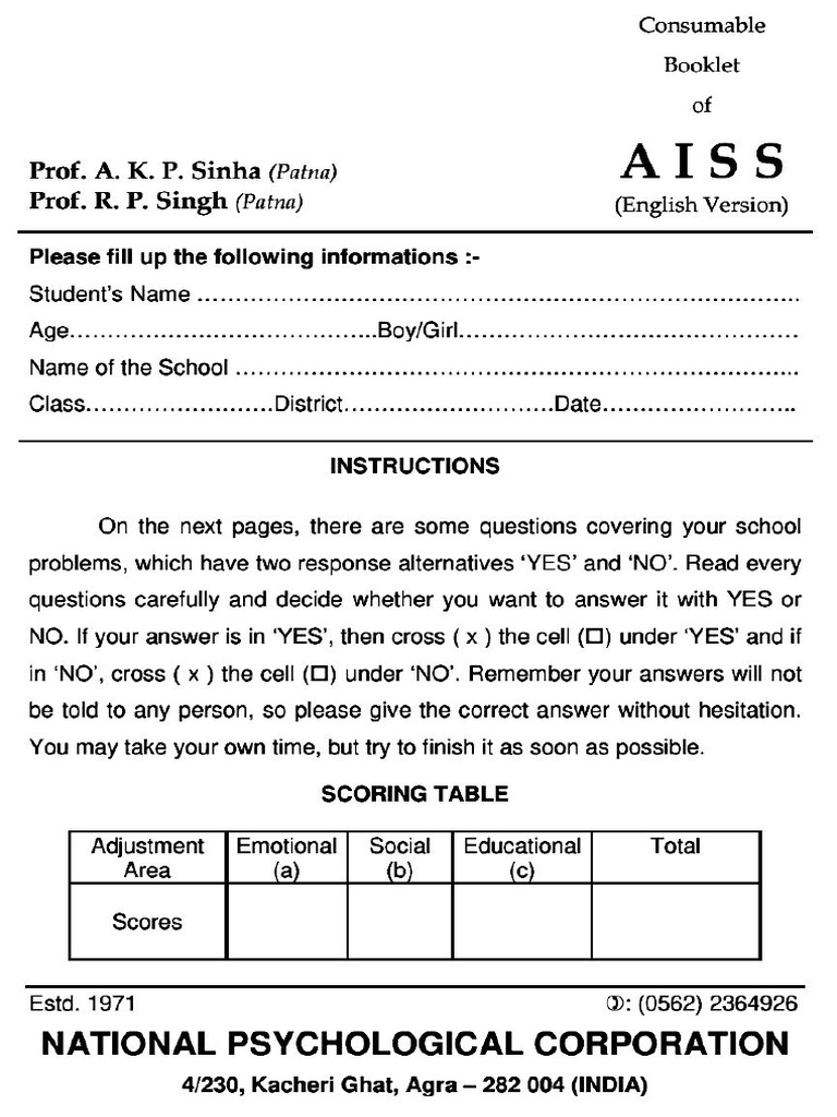 AISS Booklet | PDF