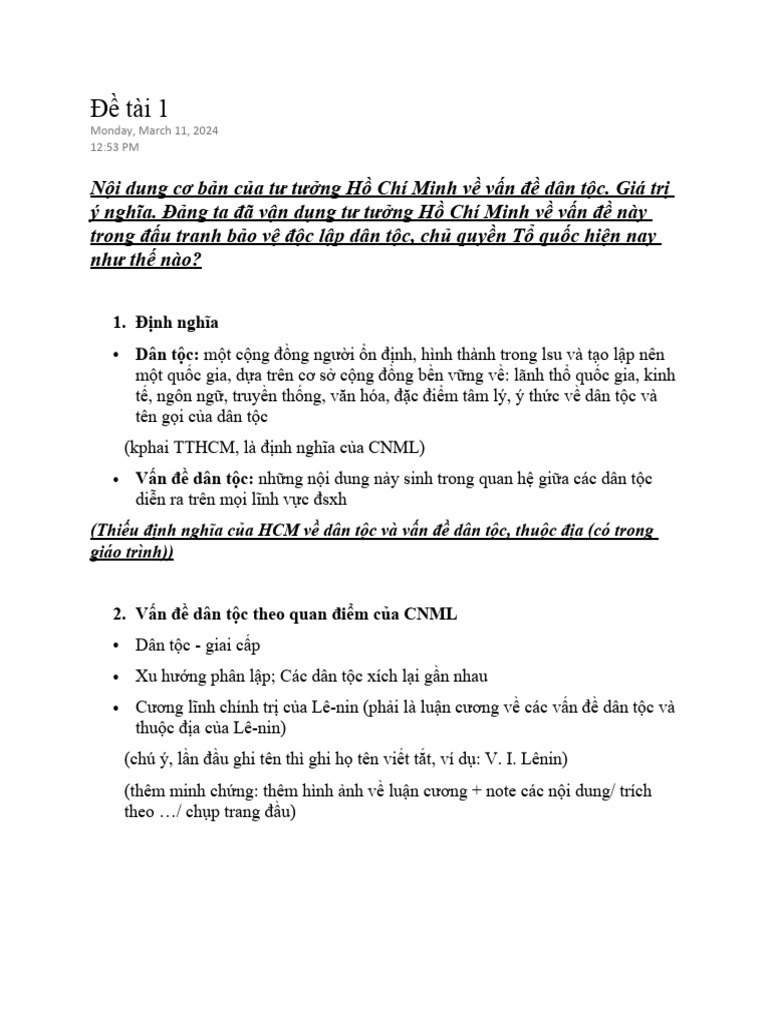 Đề Tài 1 TTHCM Note | PDF