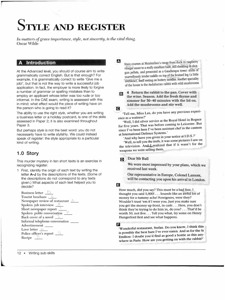 Hugh Cory Writing-11-17 Style and Register | PDF