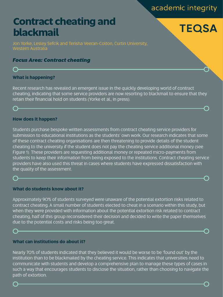 Contract Cheating Blackmail | PDF | Risk | Extortion