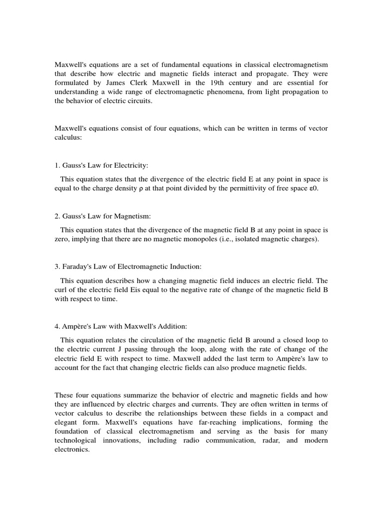 Understanding Maxwell's Equations | PDF
