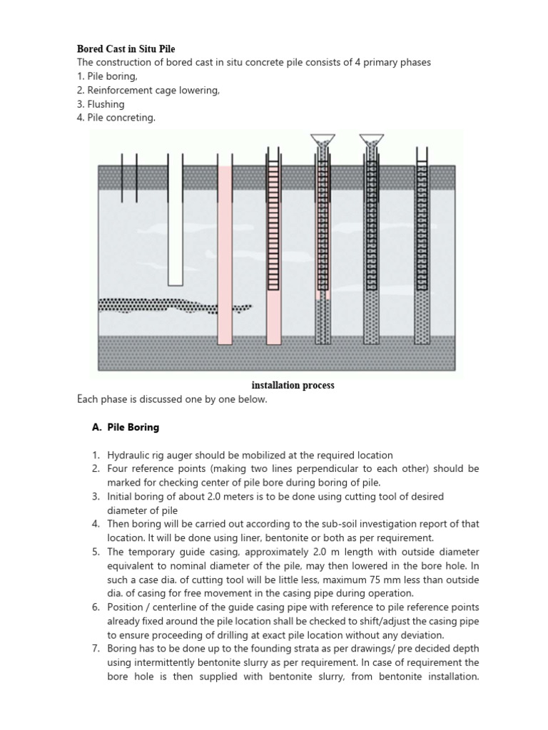 Bored Cast in Situ Piles | PDF | Deep Foundation | Concrete