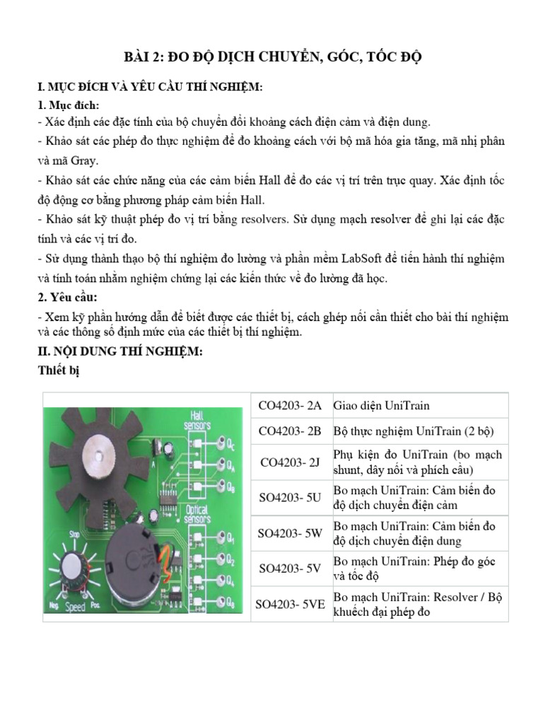 Tai Lieu HD - Mon TN Do Luong - Cam Bien - Bai 2 | PDF