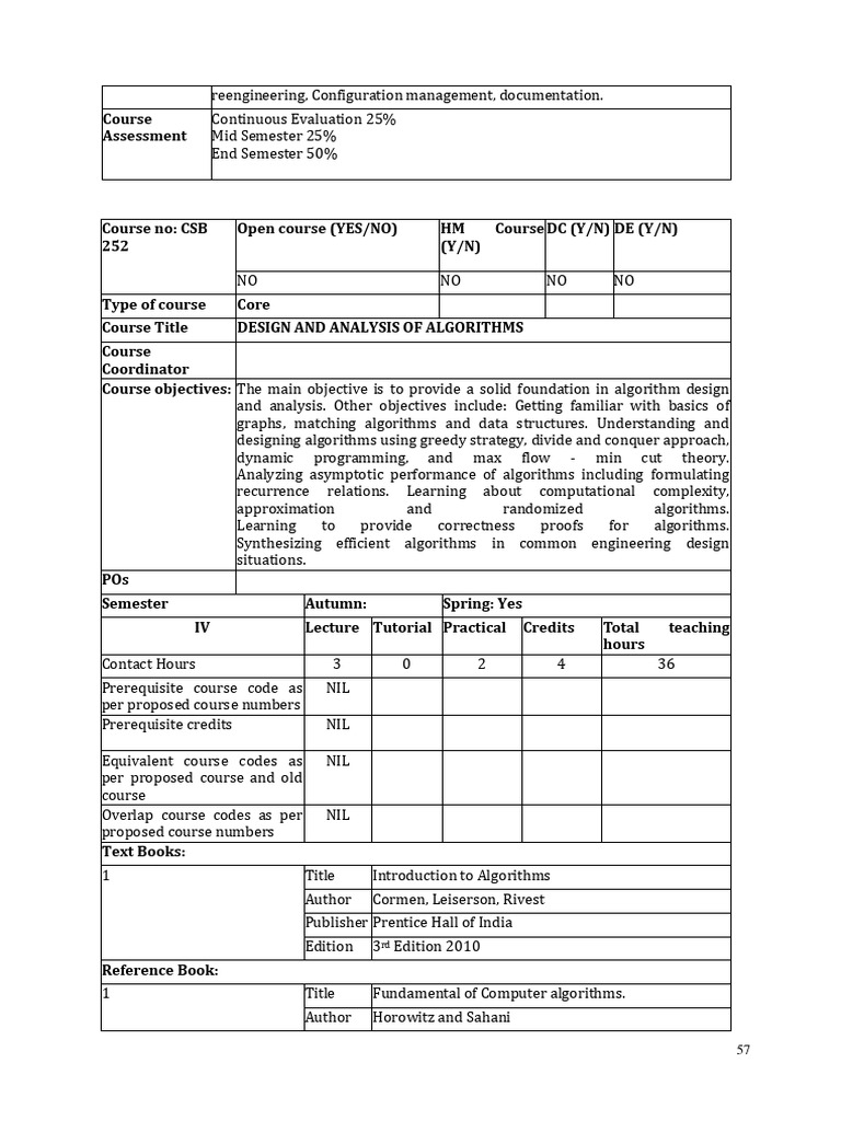 CSB 252 Design and Analysis of Algorithms | PDF | Time Complexity | Mathematics