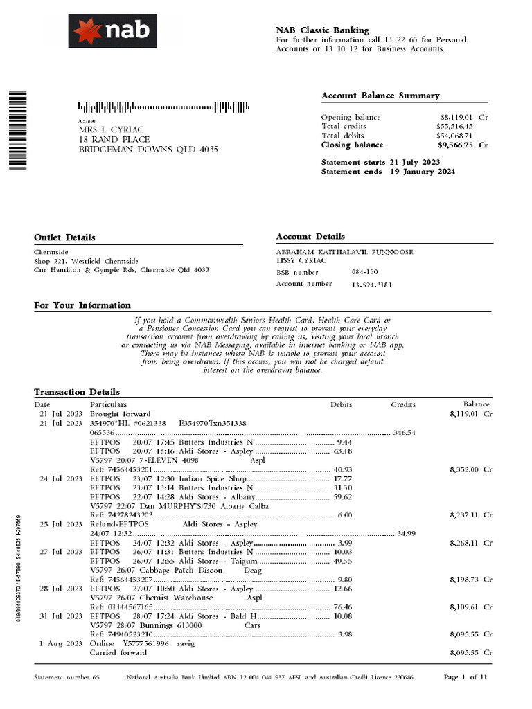 3181-20240119-statement | PDF | Debits And Credits | Overdraft