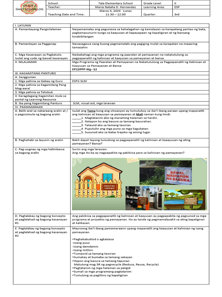 Esp2 Q3 WK5 Day 1 | PDF