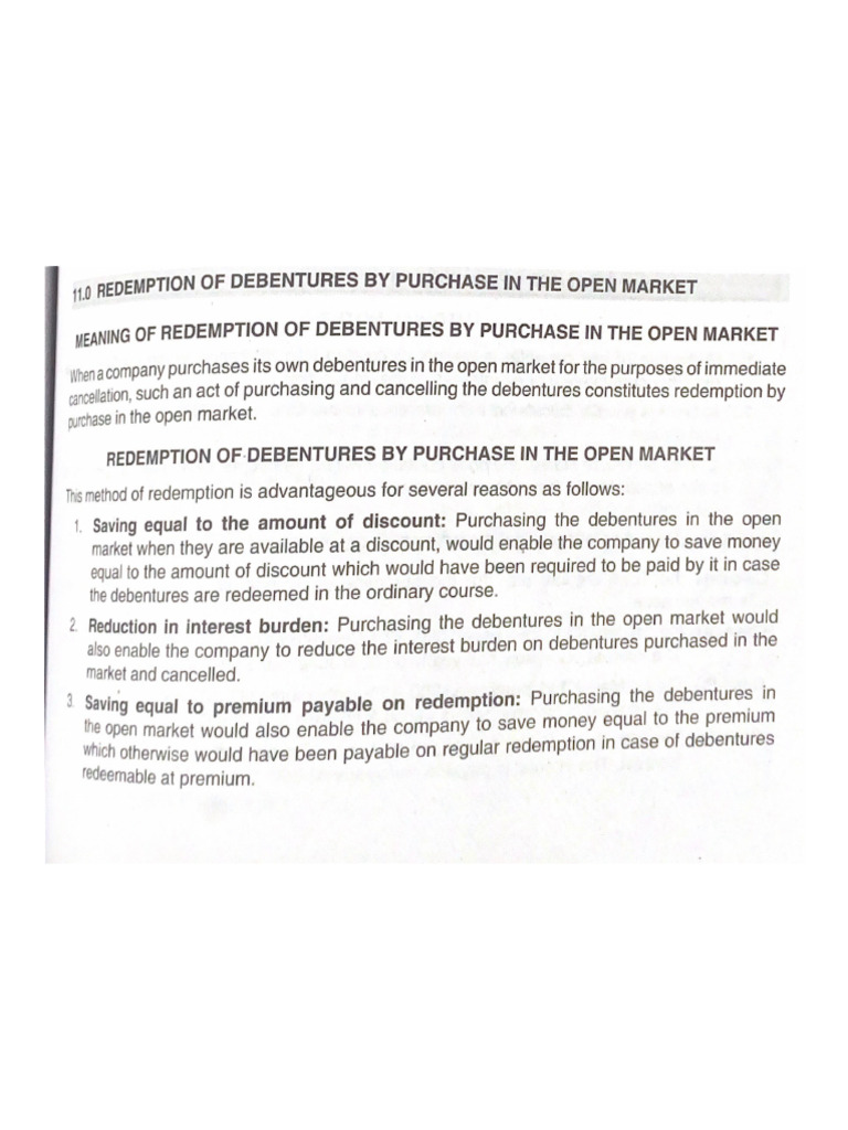 110 Redemption of Debentures by Purchase in The Open Market | PDF ...
