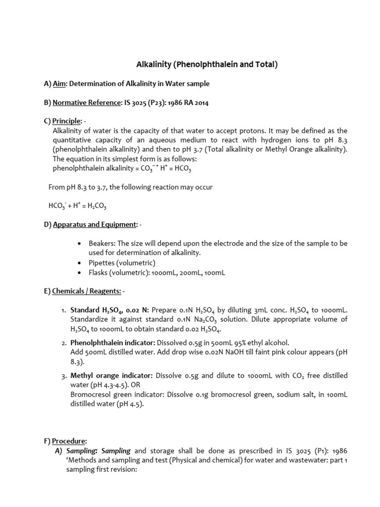 Alkalinity | PDF | Ph | Alkalinity