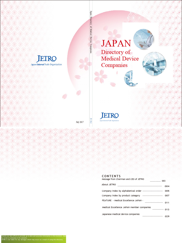 Japan Medical Device Companies Directory | PDF | Manufacturing ...