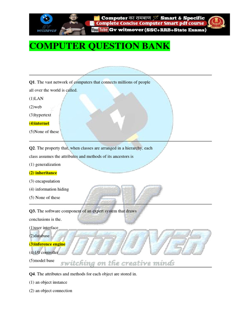Computer MCQ by GV Sir | PDF | Network Topology | Computer Data Storage