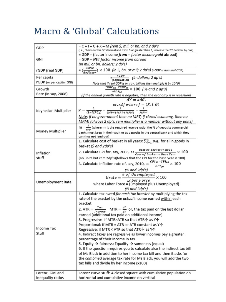 Macro Economic Calculations Guide | PDF | Gross Domestic Product ...