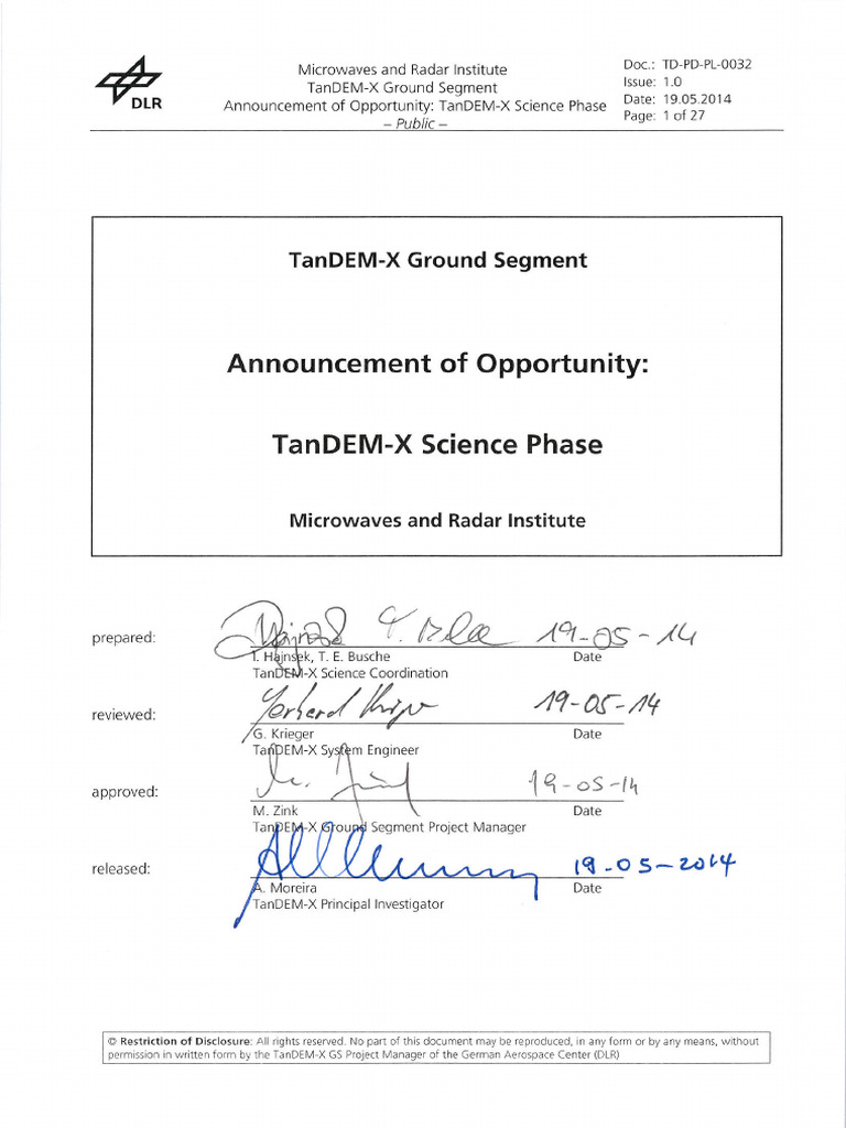 TD-PD-PL 0032TanDEM-X Science Phase | Download Free PDF | Interferometry | Radar