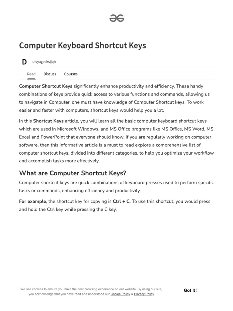 Computer Short Cuts | PDF