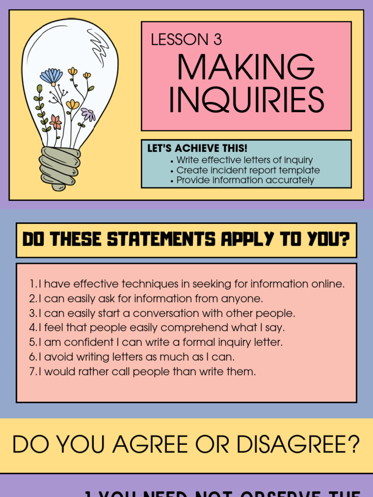 Chapter-3_Lesson-3_Making-Inquiries | PDF | Communication | Interview