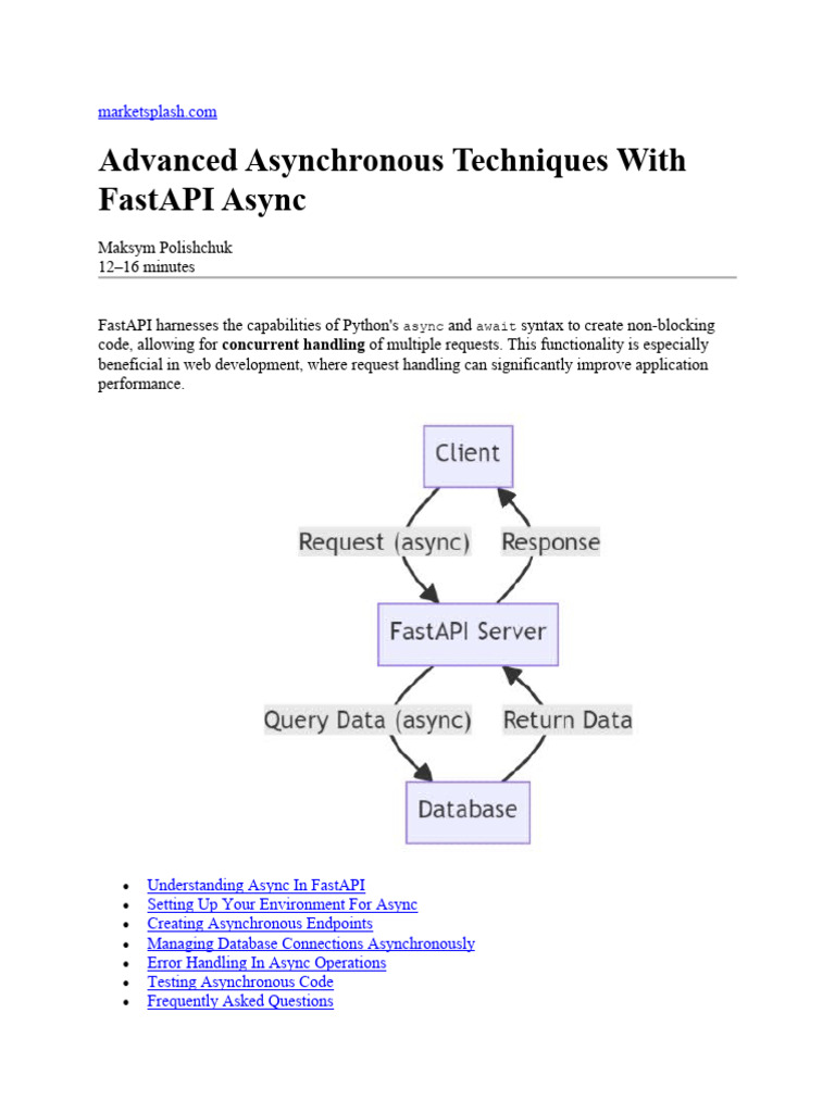 Advanced Asynchronous Techniques With FastAPI Async | PDF | Computers Advanced Asynchronous Techniques With FastAPI Async | PDF | Computers