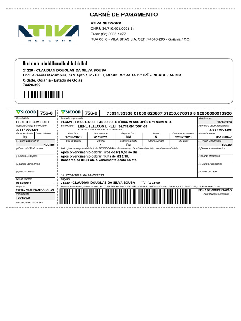 Comprovante de Endereço Internet | PDF | Bancos | Finanças pessoais