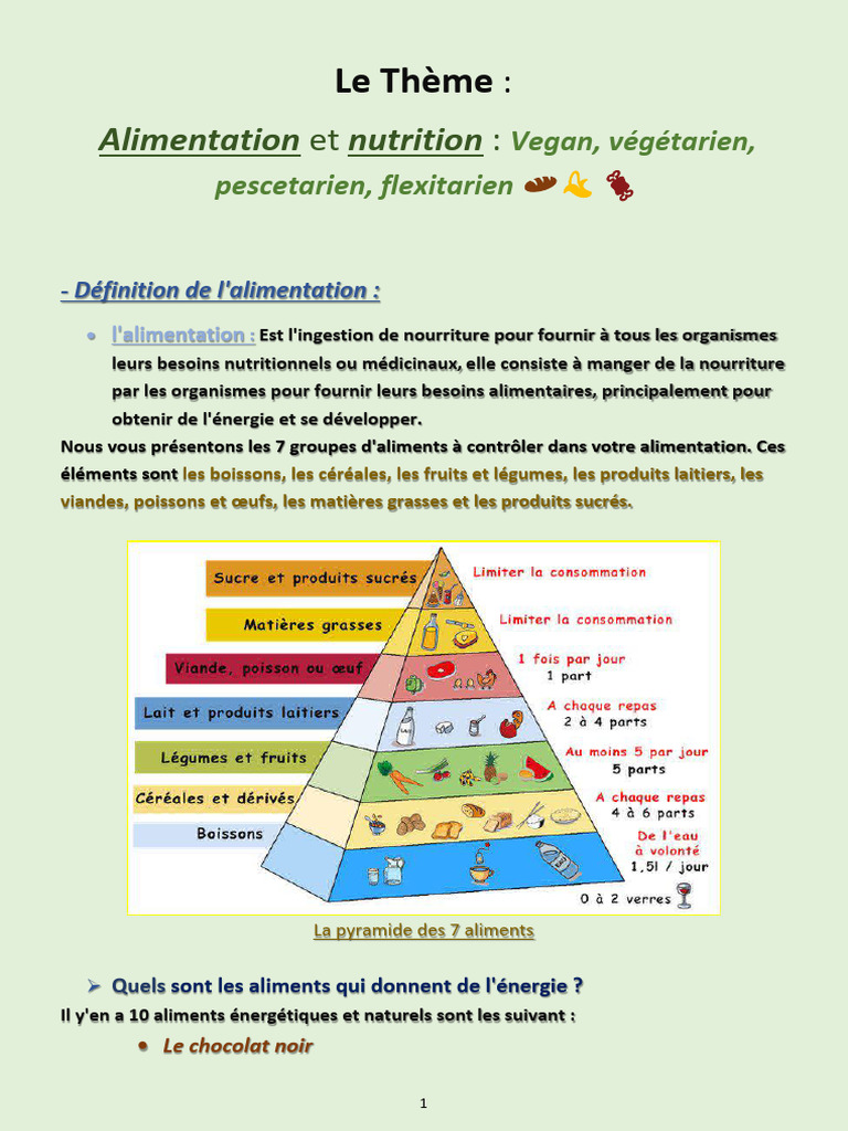 Régimes alimentaires et groupes d'aliments | PDF | Nutrition | Régime ...