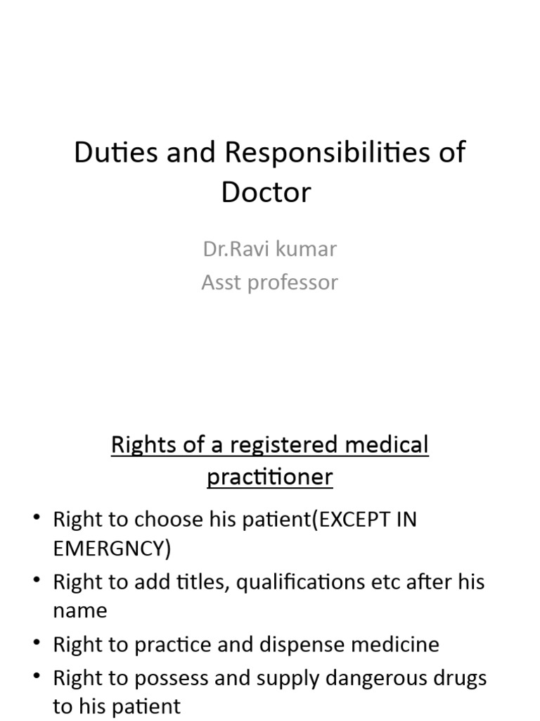 Duties and Responsibilities of Doctor (2) | PDF | Physician | Medicine