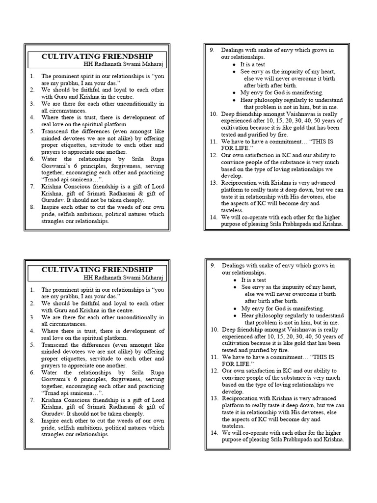 Cultivating Friendship Pdf Love Vaishnavism