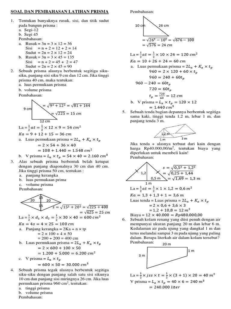 SOAL DAN PEMBAHASAN LATIHAN PRISMA | PDF