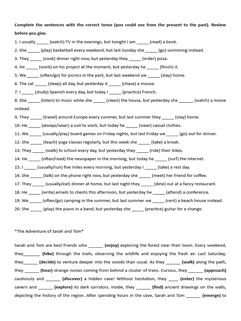 Exercises of Presents and Past | PDF | Beach