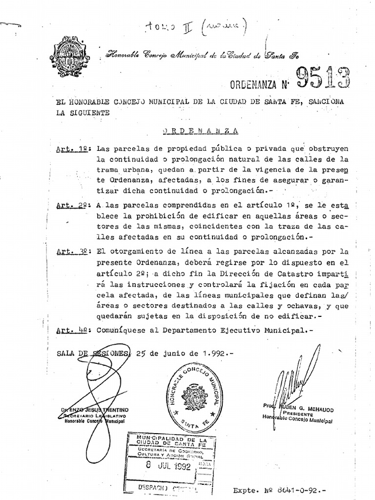 ORDENANZA 9513 - Prohicion de Edificar en Prolongacion de Calles | PDF