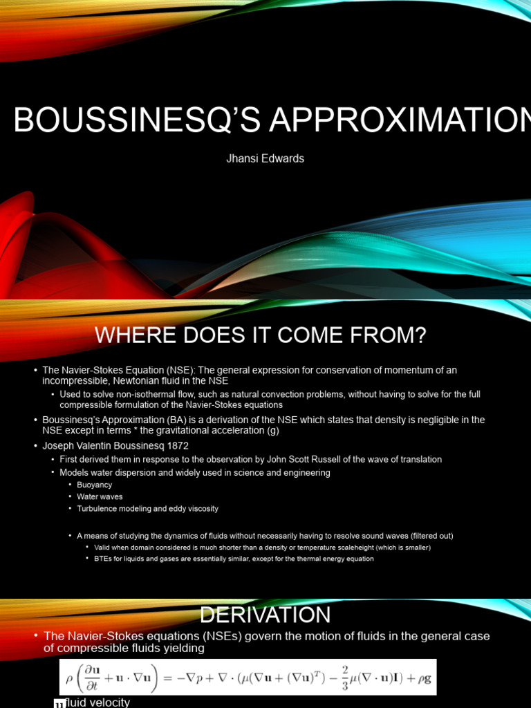 Boussinesqs Approximation Pdf Fluid Dynamics Navier Stokes Equations
