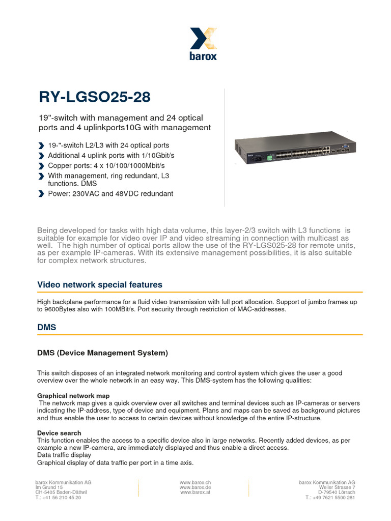 Barox - Ry Lgso25 28 en - 20230928 | PDF | Computer Network | Physical Layer Protocols