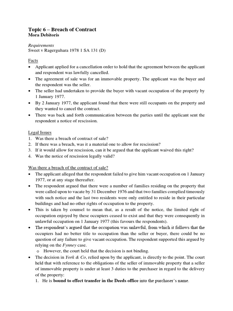 Legal Analysis: Breach of Contract | PDF | Negligence | Lease