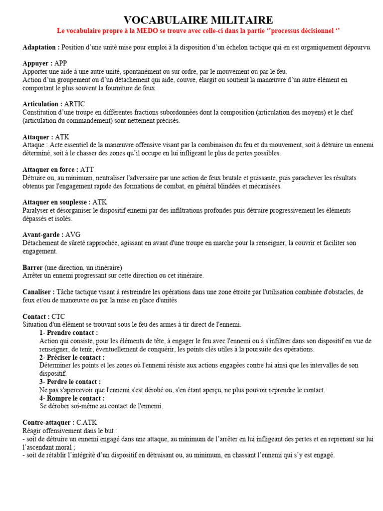 Lexique du Vocabulaire Militaire | PDF | Artillerie | OTAN