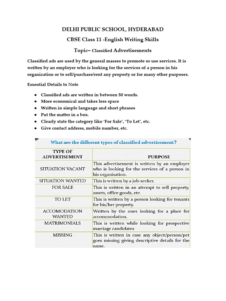 Classified Advertisements | PDF