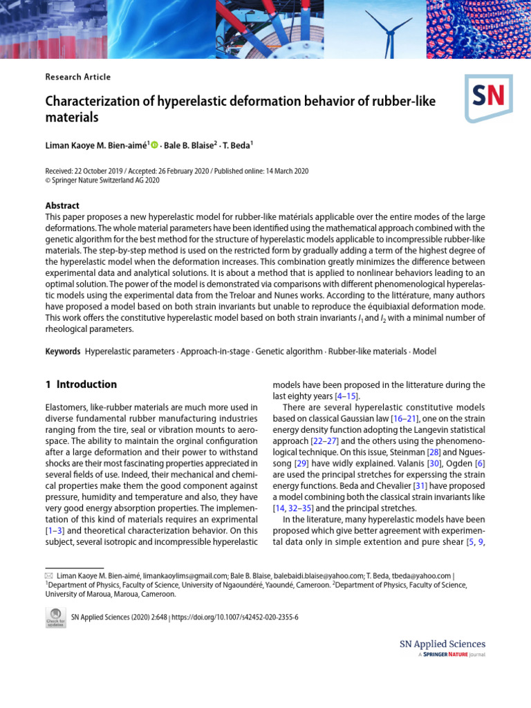 (2020, Bien-Aime) Characterization of Hyperelastic Deformation Behavior of Rubber-Like Materials ...
