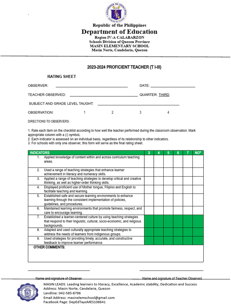 CO-TOOL-3RD-QTR | PDF | Teachers | Literacy