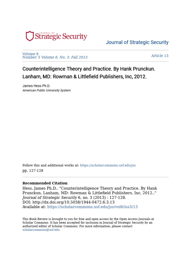 Counterintelligence Theory and Practice | PDF