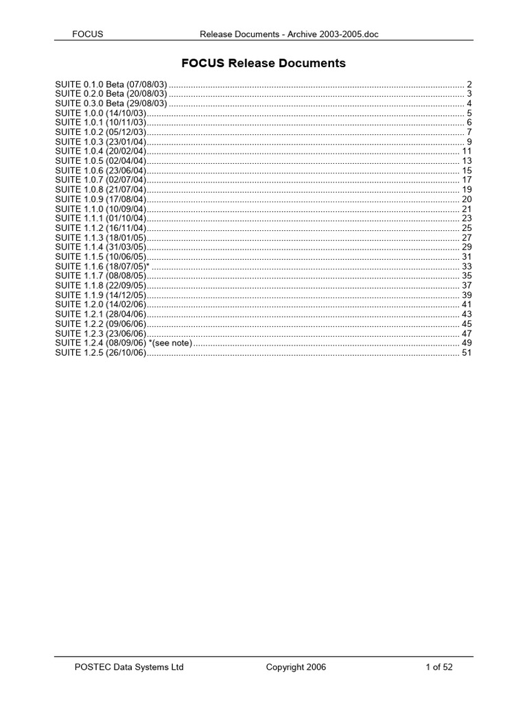 Release Documents - Archive 2003-2005 | PDF