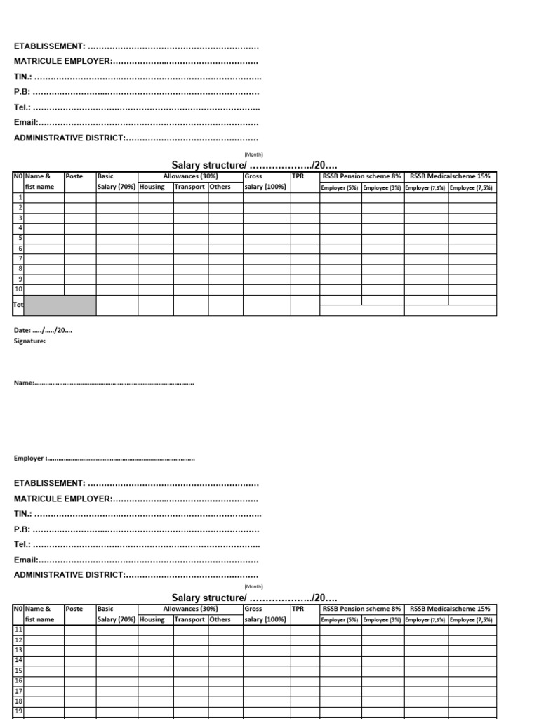 Salary Structure Template Sample | PDF | Employee Benefits | Working ...