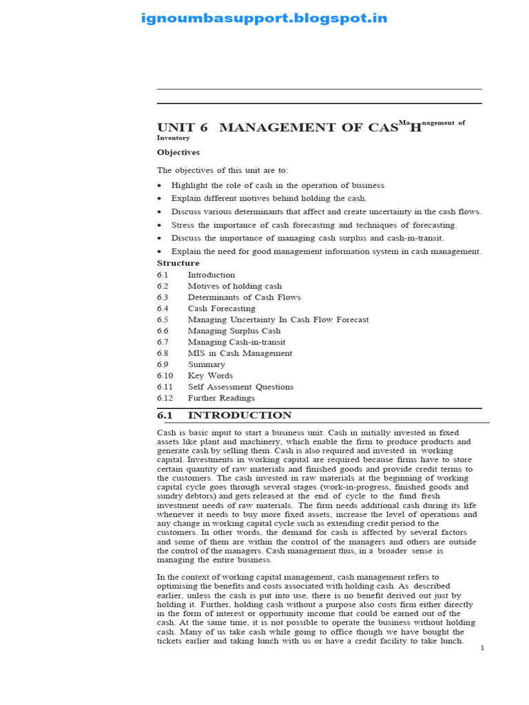 Management of Cash | PDF | Regression Analysis | Cheque