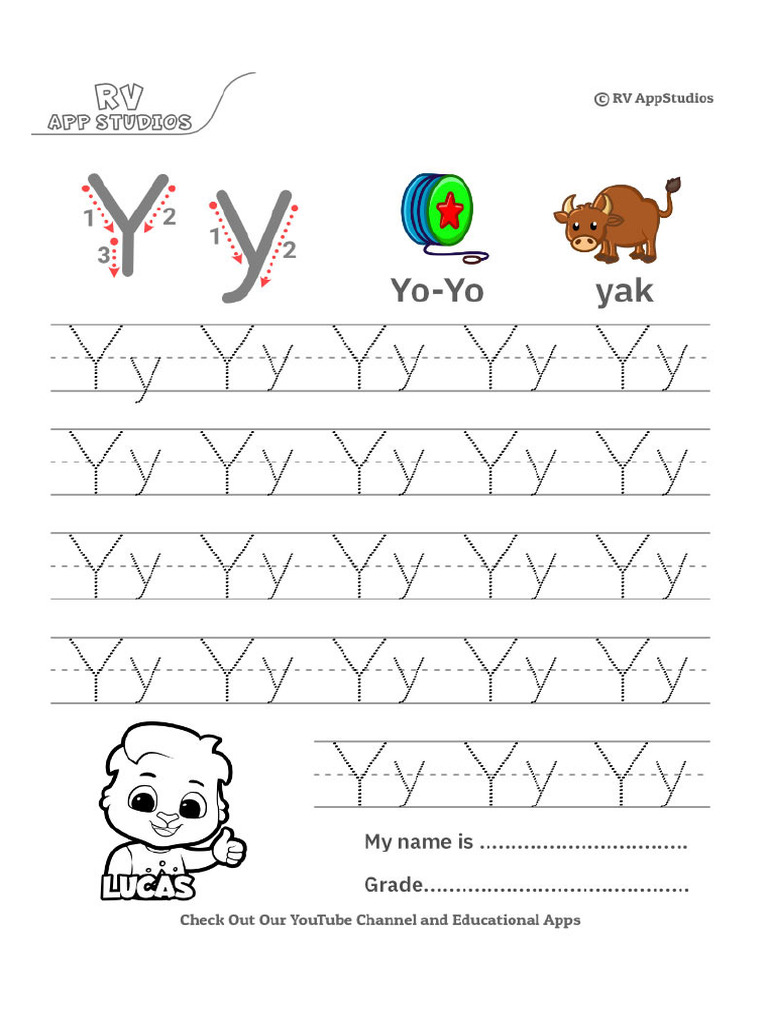 268 Free Printable Worksheets For Kids Alphabet Letter Yy Tracing | PDF