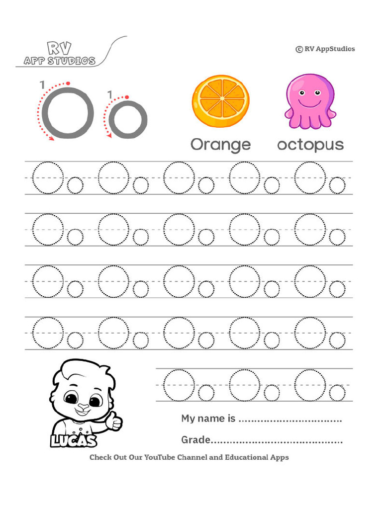 258 Free Printable Worksheets for Kids Alphabet Letter Oo Tracing | PDF