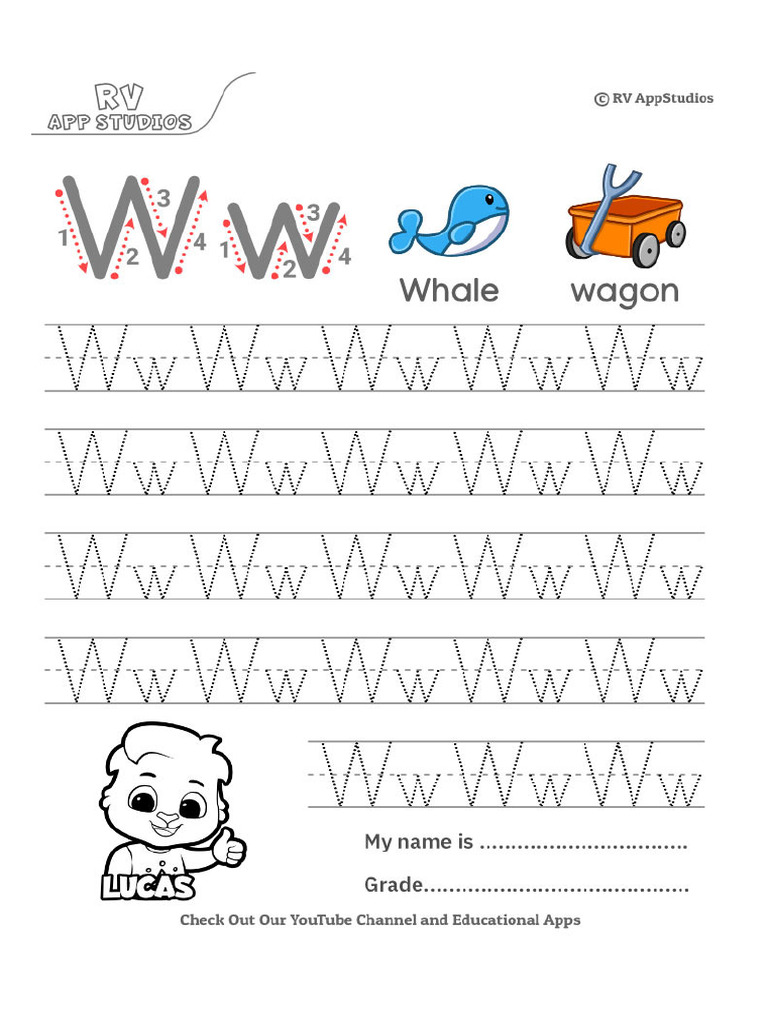 266 Free Printable Worksheets for Kids Alphabet Letter Ww Tracing | PDF