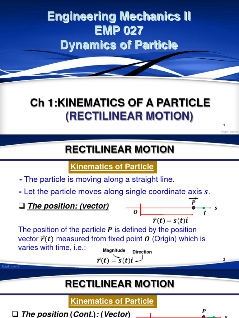 CH 1 1 - Rectilinear Motion | PDF | Kinematics | Euclidean Vector