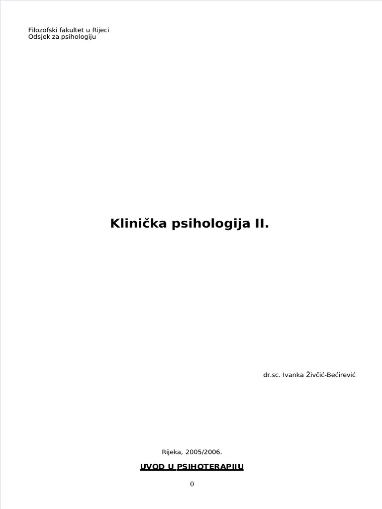 Dokumen - Tips Klinicka Psihologija Skripta S Faksa | PDF